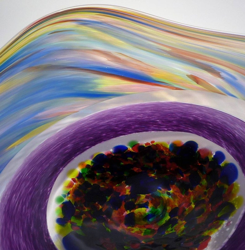 26" Hand Blown Glass Art Wall Bowl Platter, Complex Italian Incalmo ...