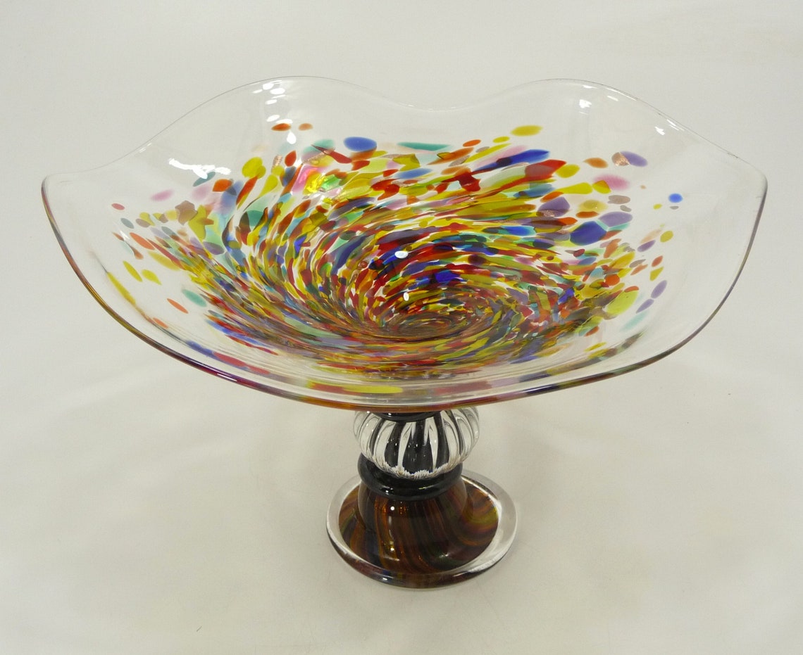 Sparkling Hand Blown Glass Art Bowl Sculpture, Glass Art Decor ...
