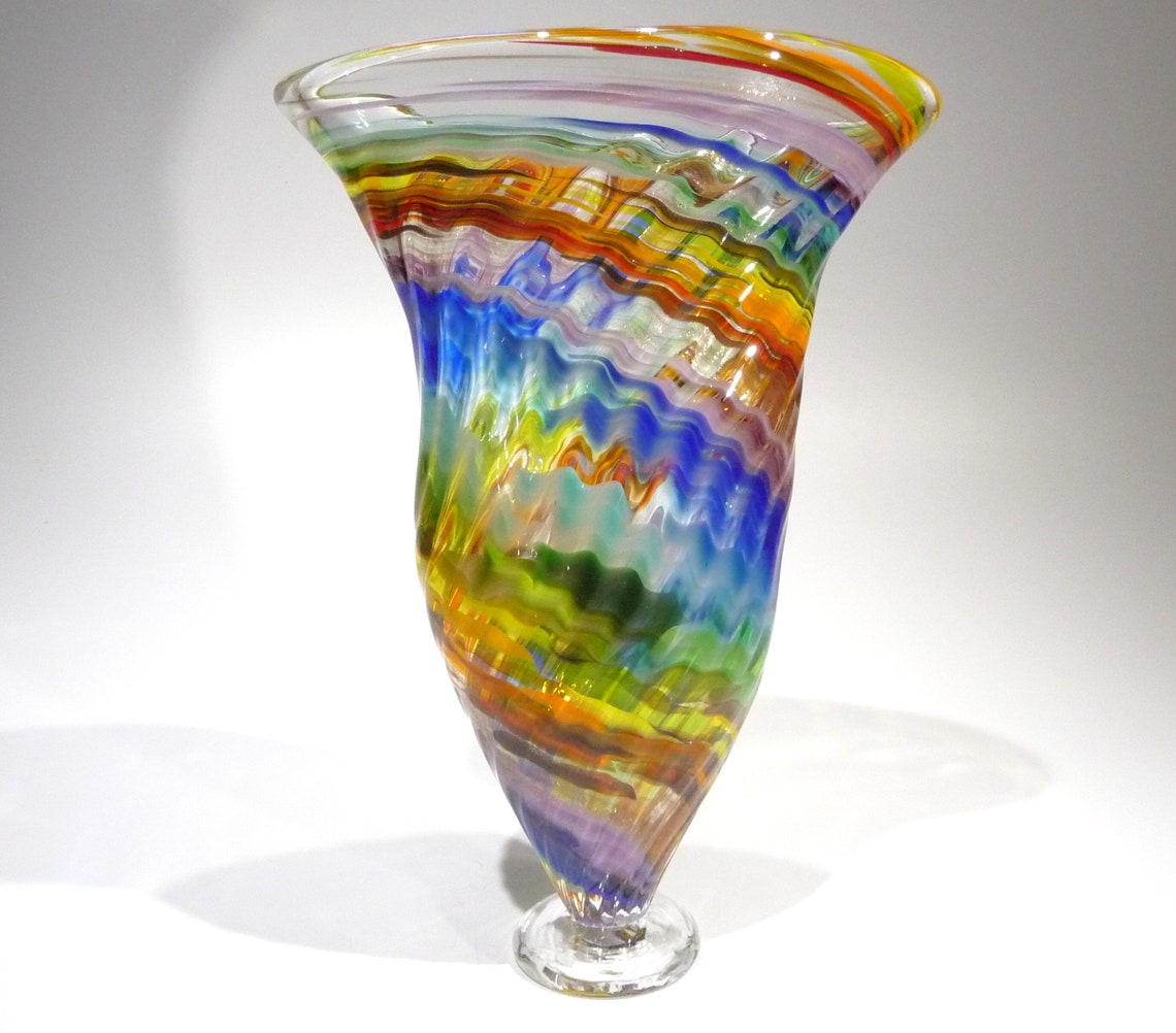 Hand Blown Glass Art Vase Made With Glass Canes Dirwood - Etsy