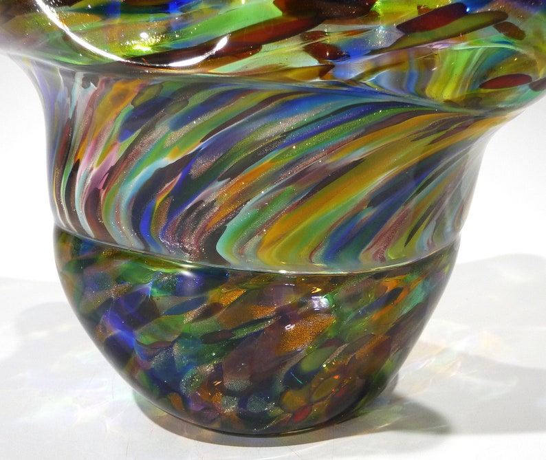 Hand Blown Glass Fluted Bowl Table Centerpiece Incalmo | Etsy