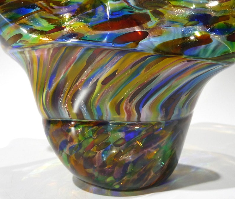 Hand Blown Glass Fluted Bowl Table Centerpiece Incalmo | Etsy