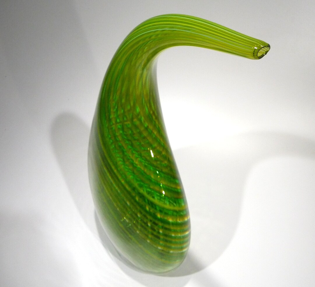 Large Hand Blown Glass Art Sculpture, Table Centerpiece, Cane Process ...
