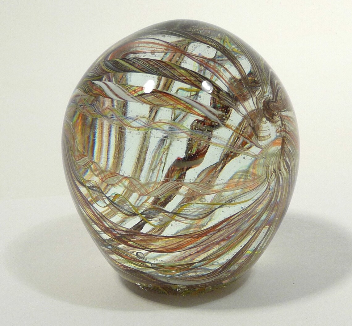 Hand Blown Glass Art Paperweight Dirwood Glass Red Green - Etsy
