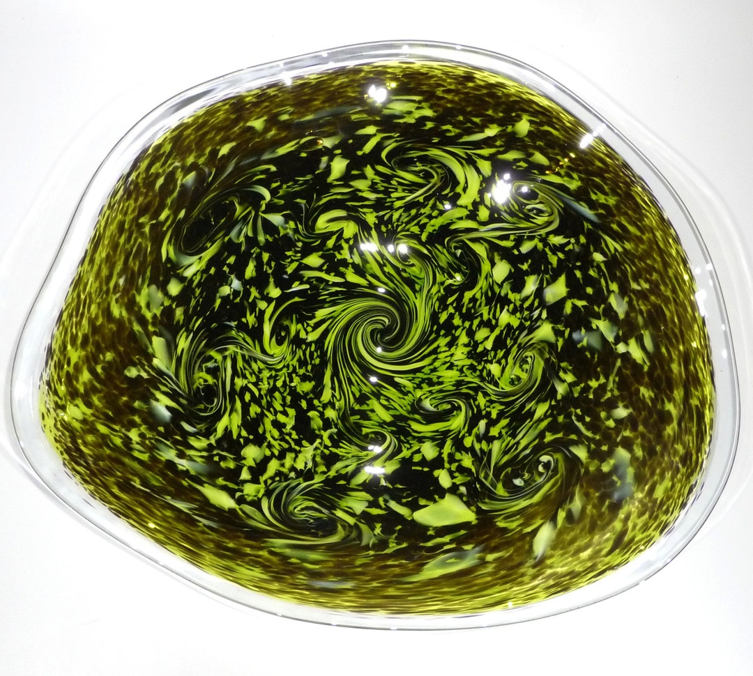 Hand Blown Glass Art Wall Bowl Platter, Table Centerpiece, Dirwood ...