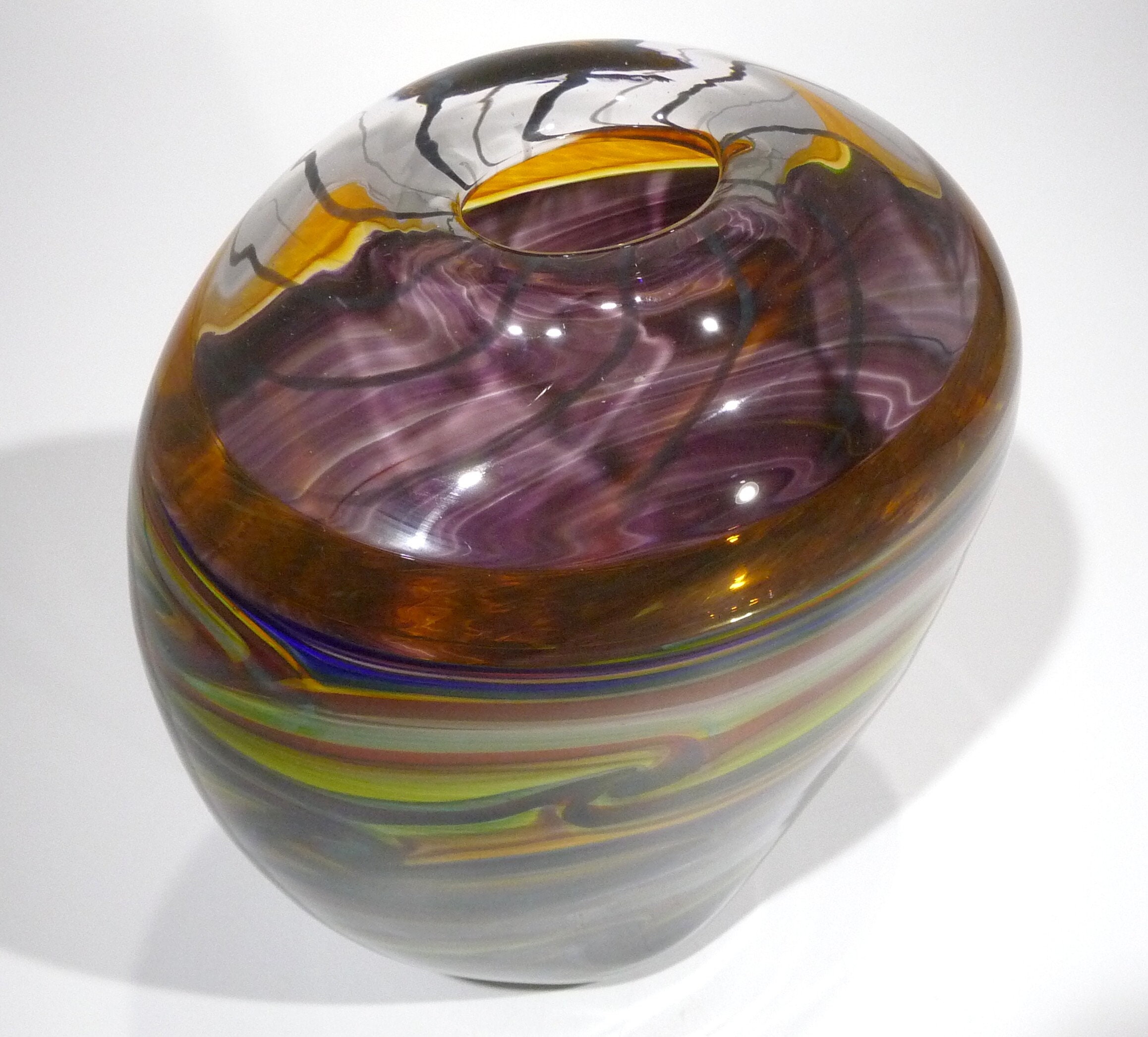 Hand Blown Glass Art Vase/sculpture, Encalmo & Cane Proceses, Dirwood ...