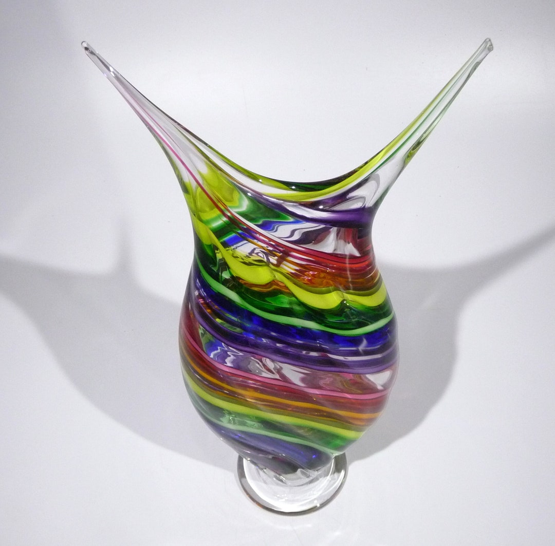 Hand Blown Glass Art Vase/sculpture, Made With Glass Canes, Dirwood ...