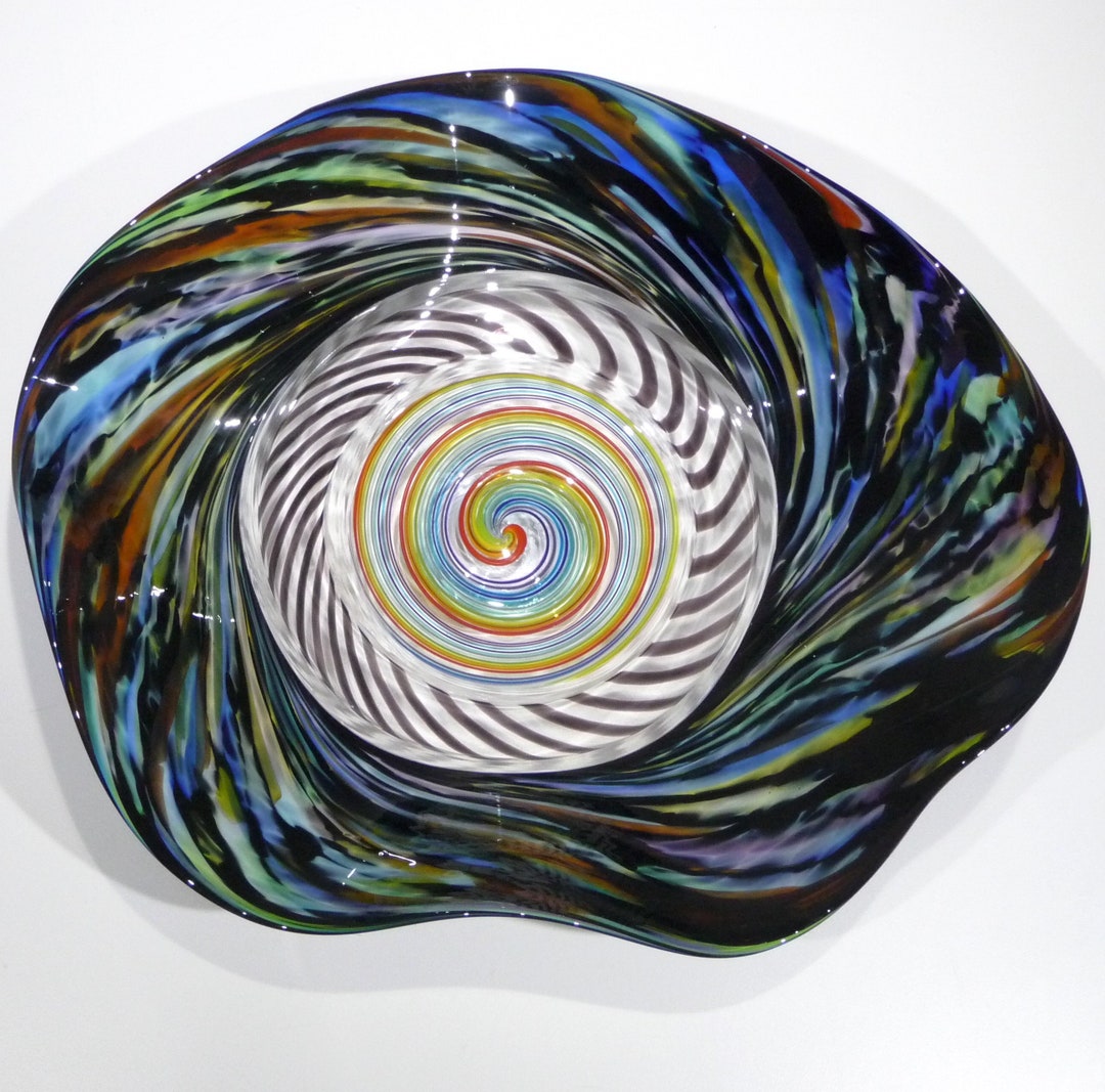 Hand Blown Glass Art Wall Bowl Platter, Glass Art Decor Table ...