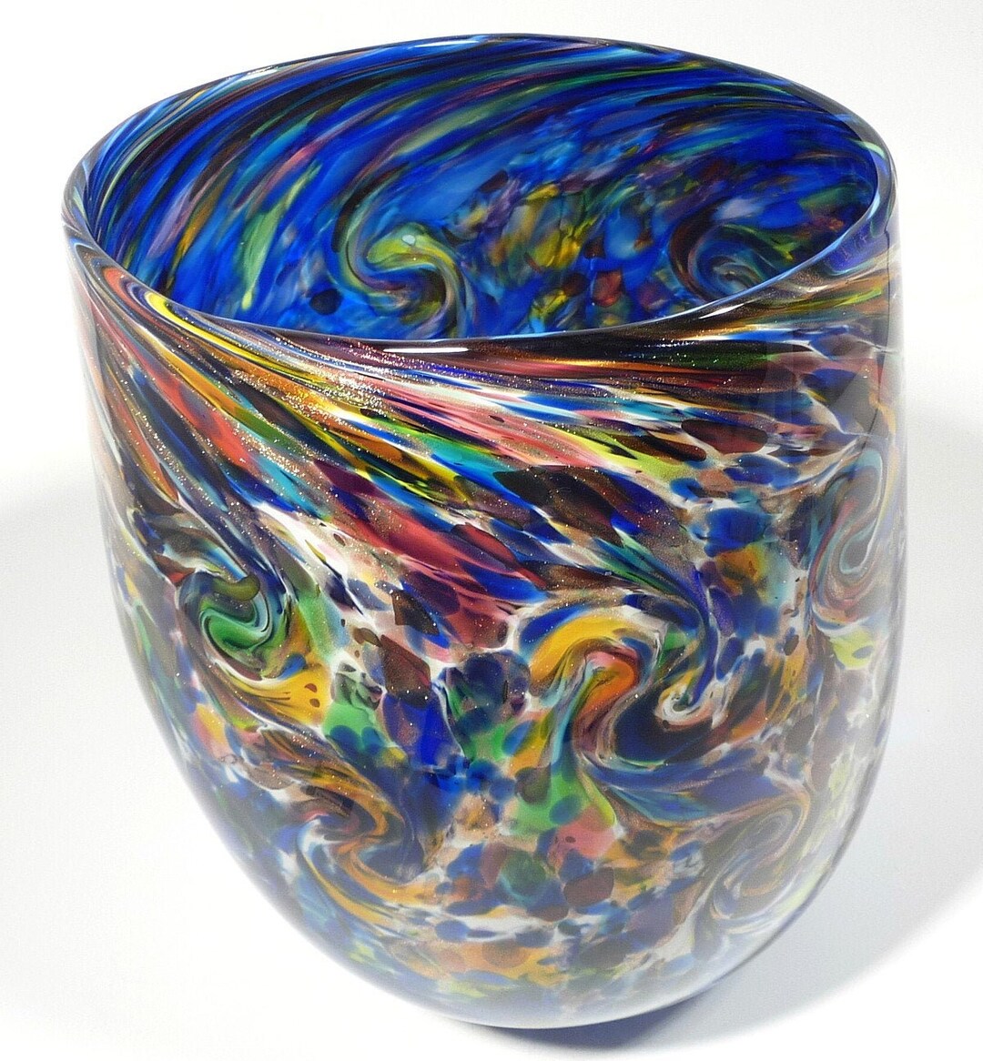 Large & Tall Hand Blown Glass Bowl - Original Design by Dirwood Glass ...