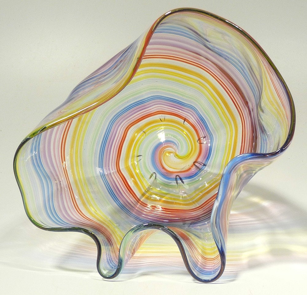Hand Blown Glass Art Vase/bowl, Made With Glass Canes, Dirwood Glass ...