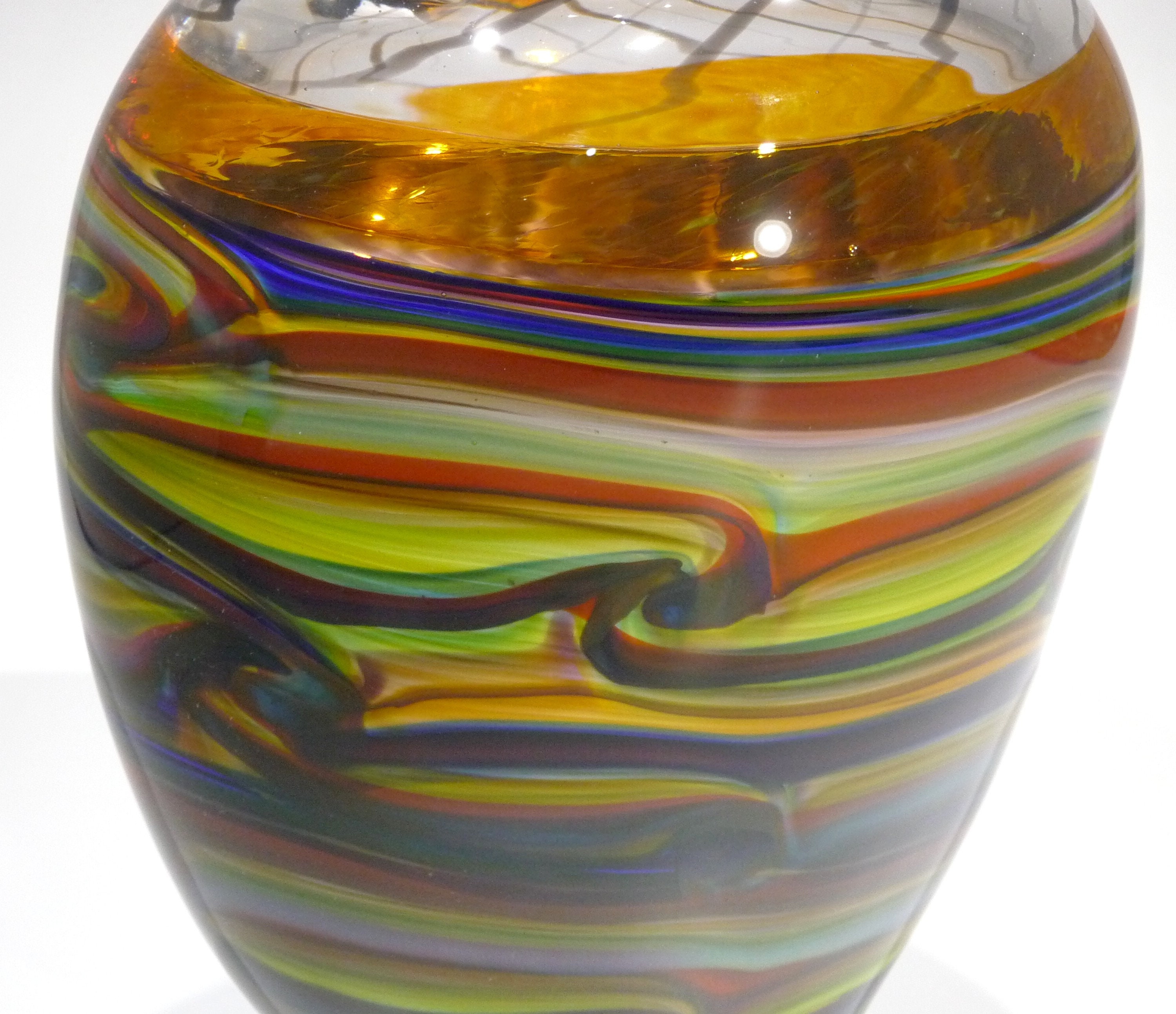 Hand Blown Glass Art Vase/sculpture Encalmo & Cane Proceses - Etsy