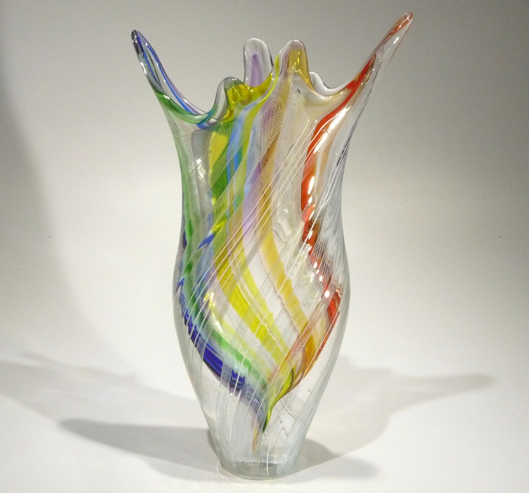 Hand Blown Glass Art Vase/sculpture, Made With Glass Canes, Dirwood ...