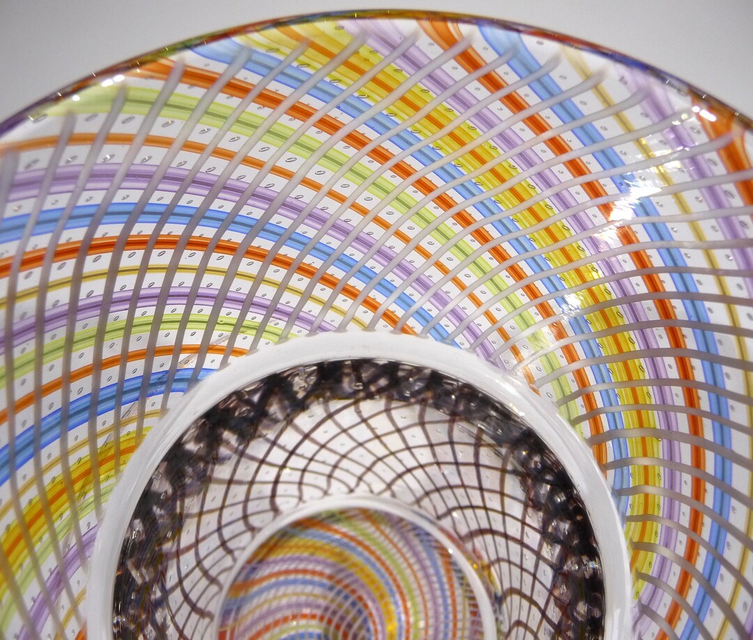 9" Reticello Hand Blown Glass Vase / Bowl- Original Design by Dirwood ...