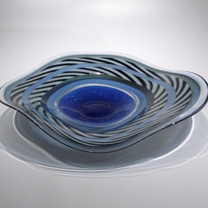 15" Hand Blown Glass Art Wall Bowl Platter, Glass Art Decor Table ...