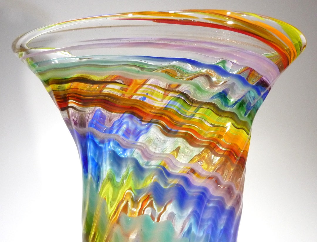 Hand Blown Glass Art Vase, Made With Glass Canes, Dirwood Glass ...