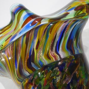 Hand Blown Glass Fluted Bowl - Table Centerpiece - Incalmo Design by ...