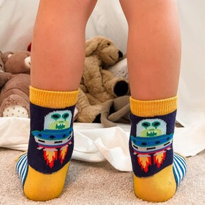 Boys Socks Robots Aliens Zombies Stripes Bright Fun Colorful Novelty ...