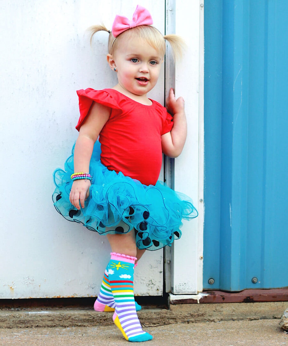 Girls Rainbow Socks 3 Pair Knee High Stripe Clouds Scallop - Etsy