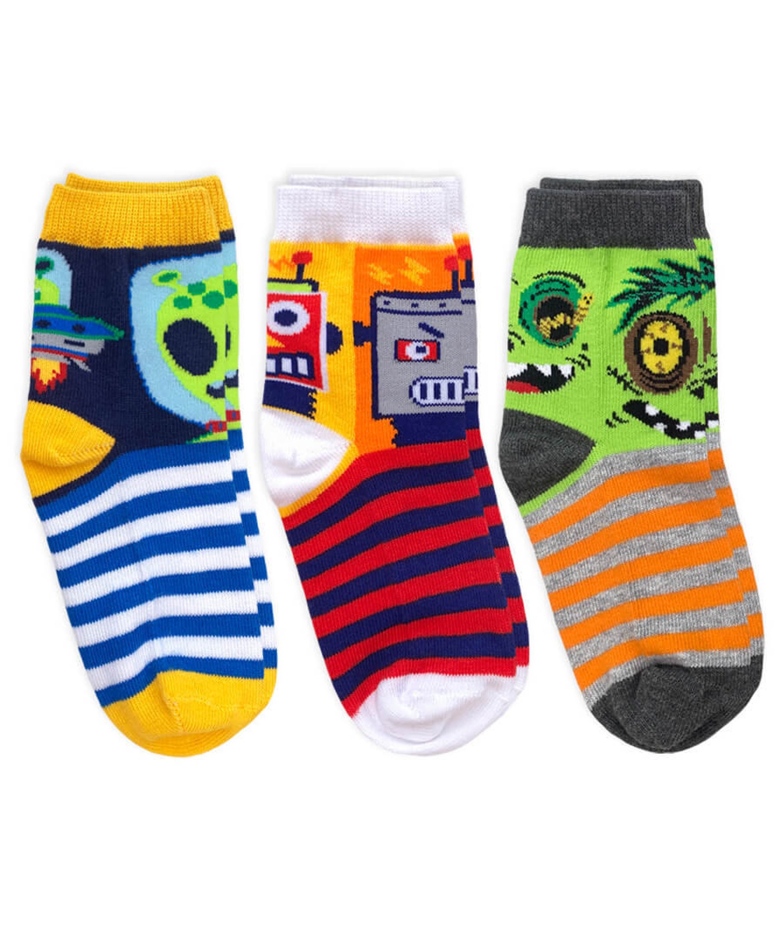Boys Socks Robots Aliens Zombies Stripes Bright Fun Colorful - Etsy