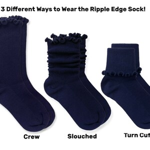 Girls Ruffle Socks Slouch Turn Cuff Ankle Crew Ripple Lettuce Tutu Lace ...