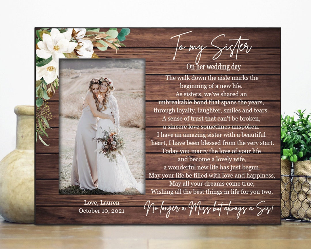 Bride's Wedding Gift From Sister / Wedding Picture Frame to Bride From ...