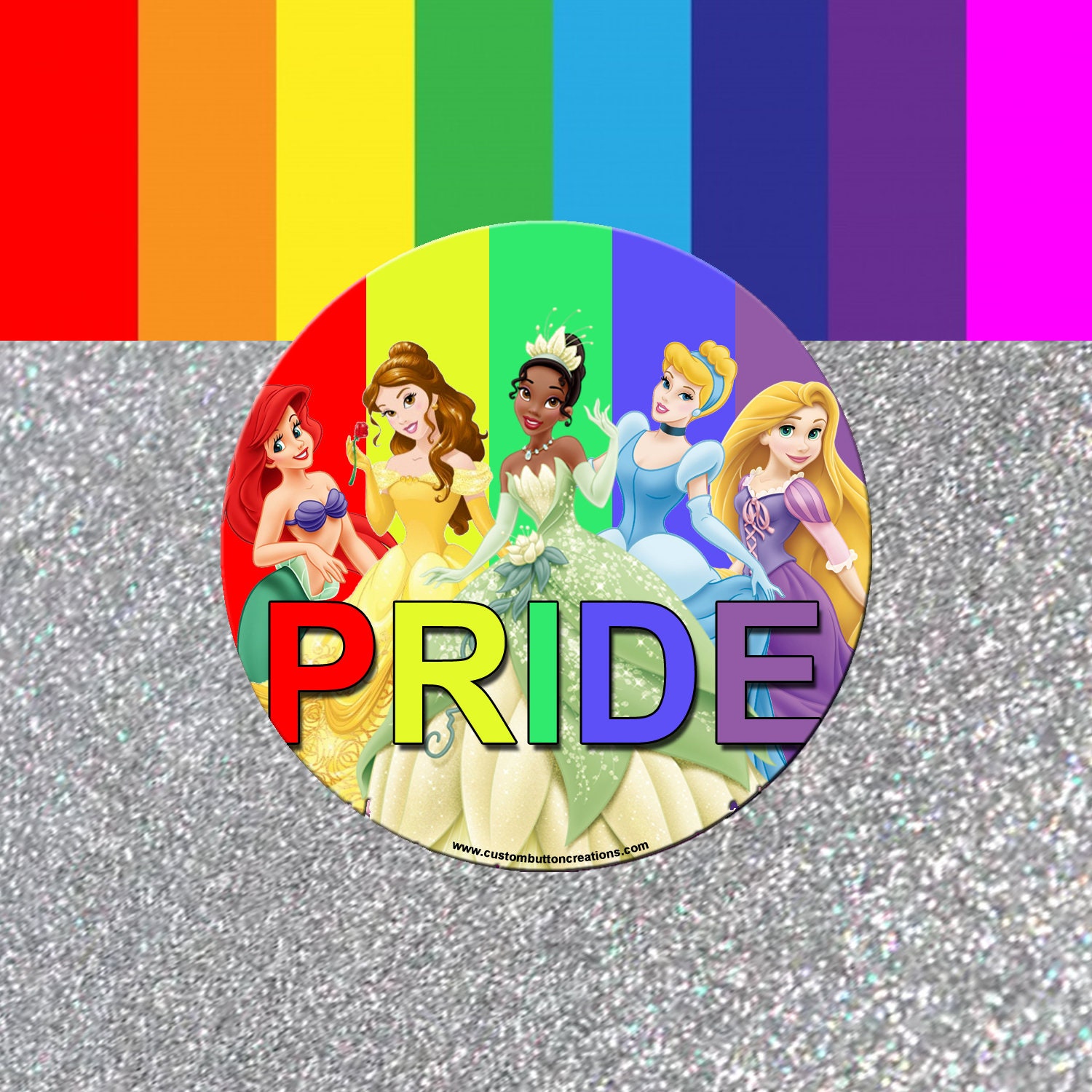 Disney Princess PRIDE LGBT Button Ariel Belle Tiana | Etsy