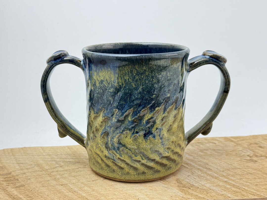 Handmade Ceramic Double Handled Mug, 19 Oz - Etsy