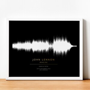 Poster With Soundwave Art Print, Framed Poster, Gold Effect Sound Wave ...