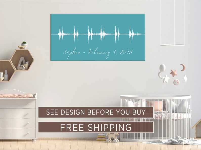 Baby Heartbeat Soundwave Print on Canvas, Personalized Soundwave With ...