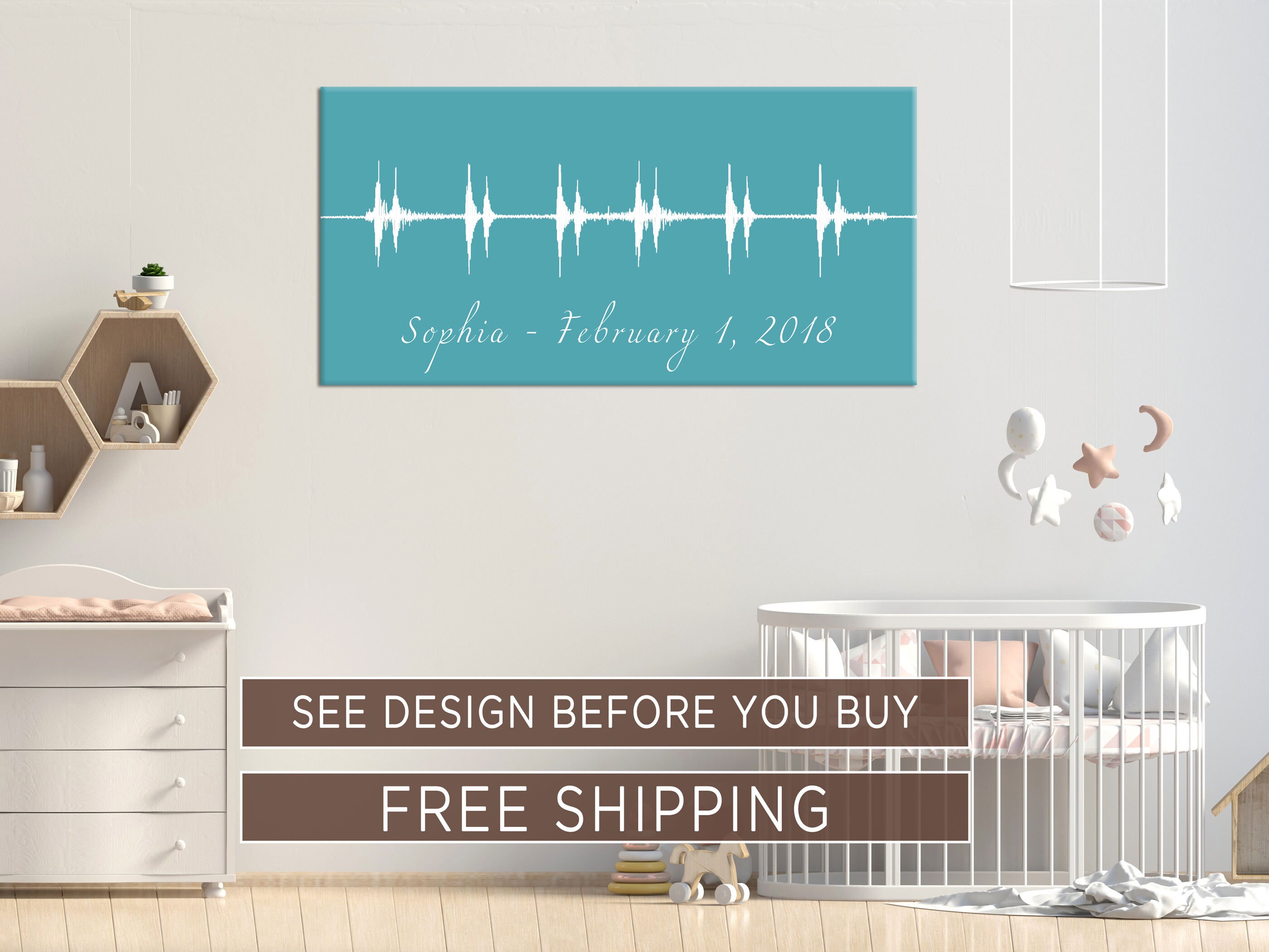 Baby Heartbeat Soundwave Print on Canvas Personalized | Etsy