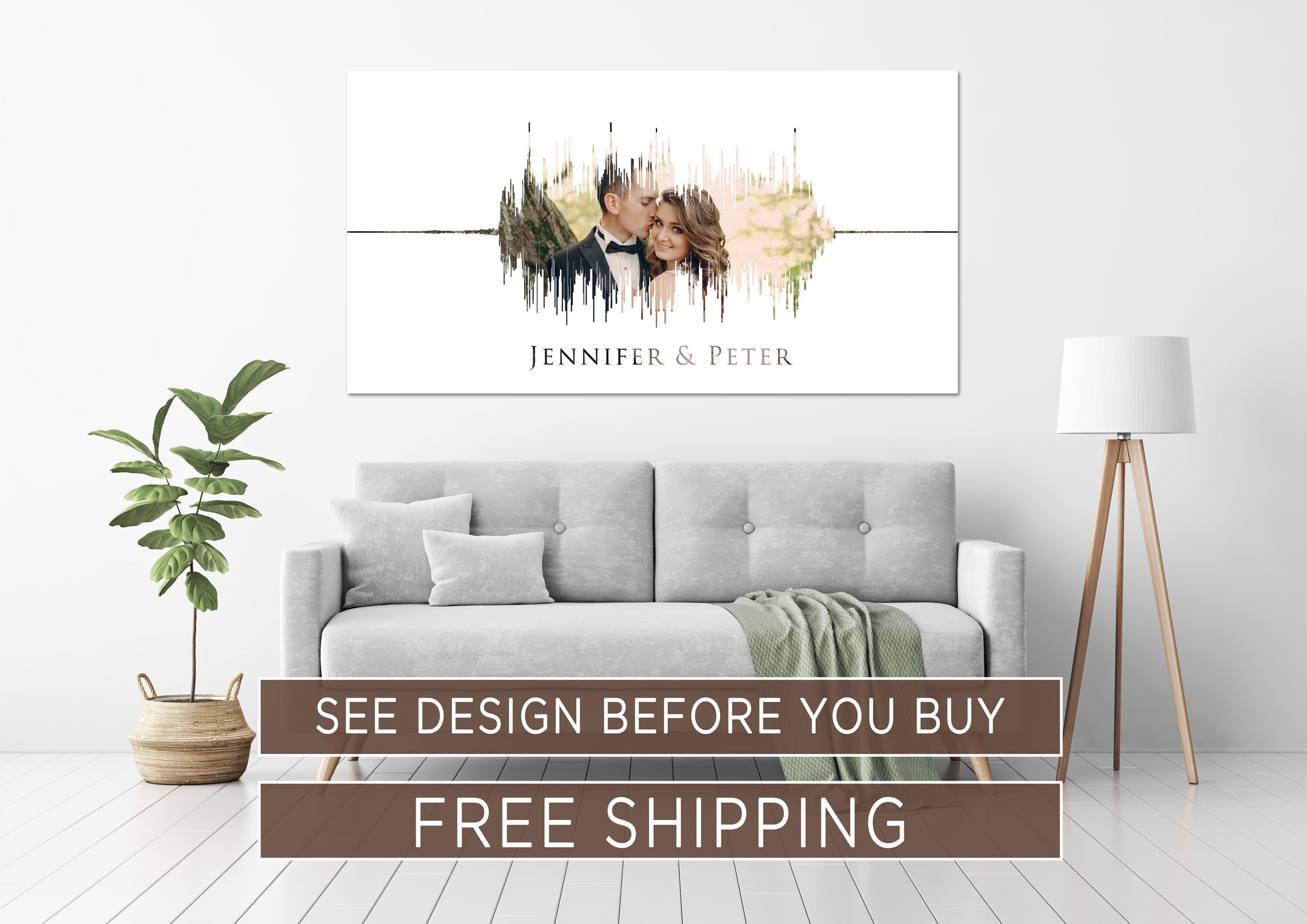 Your Photo on Canvas with Song/Voice SoundWave Chart Art | Etsy