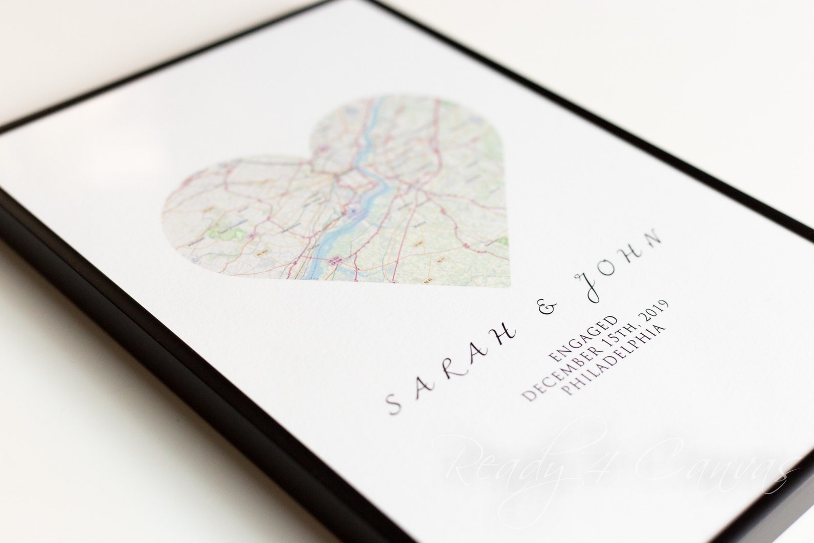 Engagement Map With Frame Location Map Print Engagement | Etsy