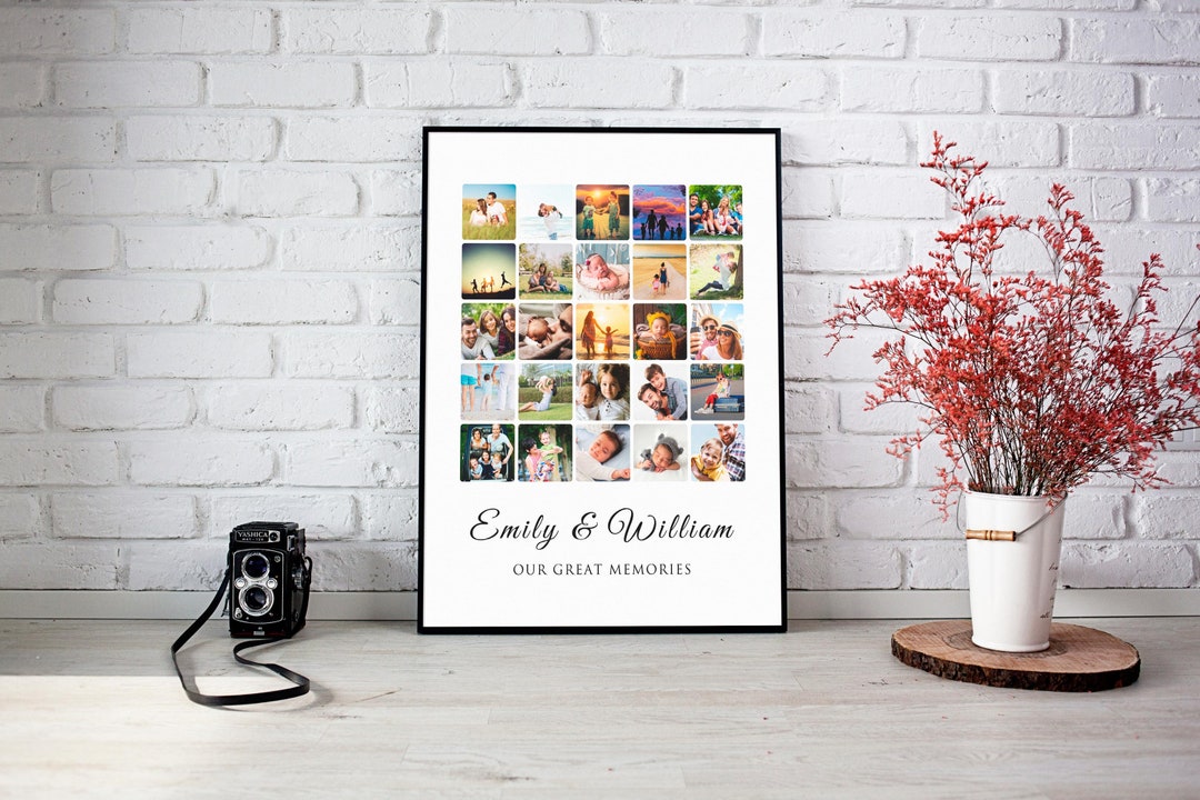 Collage Picture in Frame, up to 25 Photos Collage Fine Art Print, Wall ...