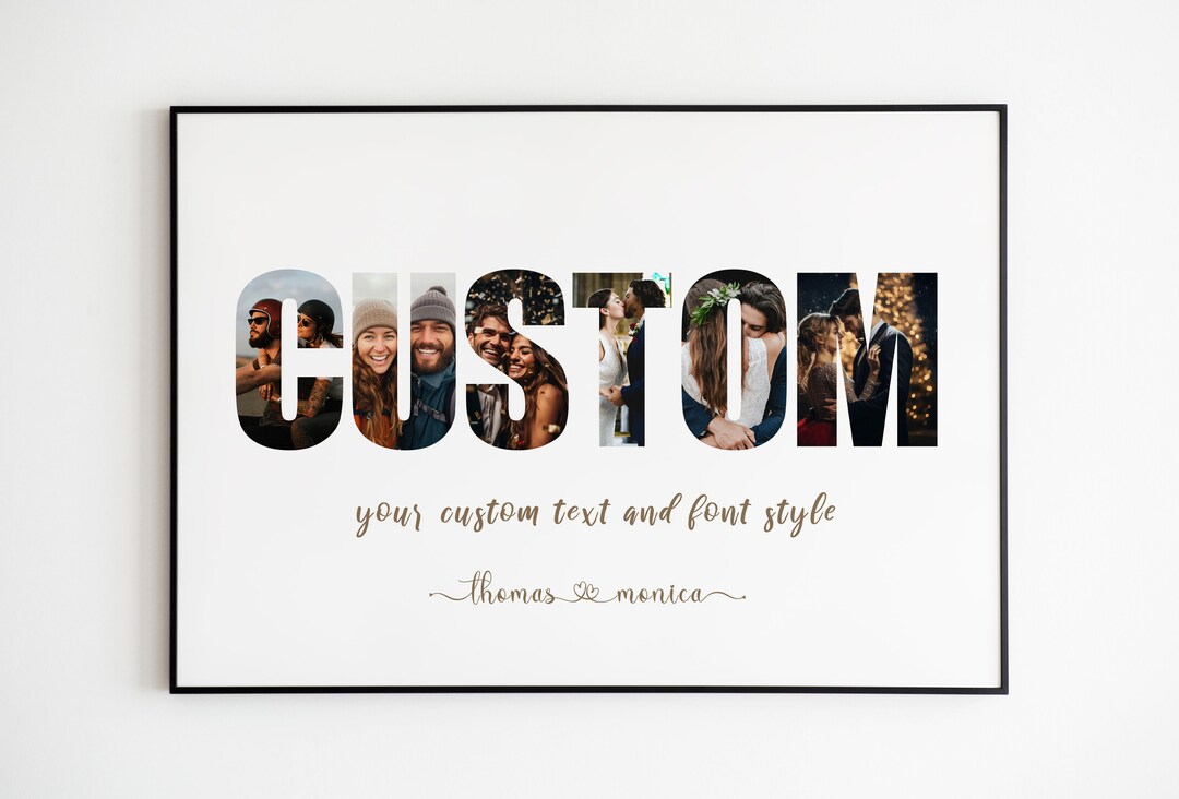 Custom Name Picture Collage Personalized Text Photo Collage Framed ...