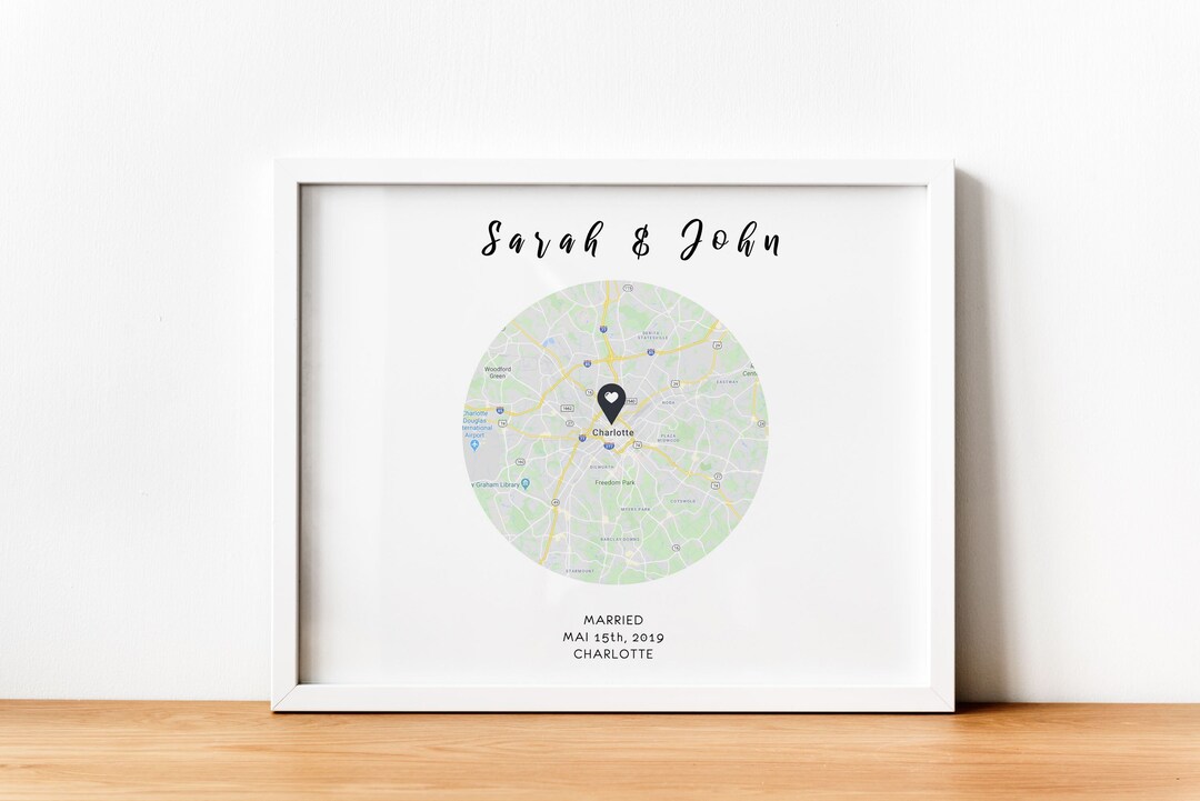 Custom Engagement Map Print Gift, Engagement Gift for the Couple, Map ...