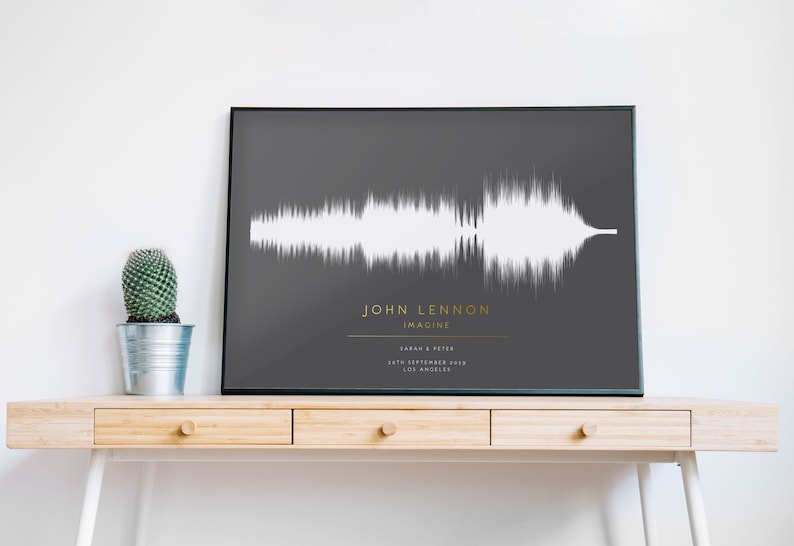 Poster With Soundwave Art Print Framed Poster Gold Effect | Etsy