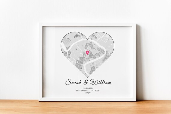 Engagement Gifts Map for Couple Engagement Map Location | Etsy