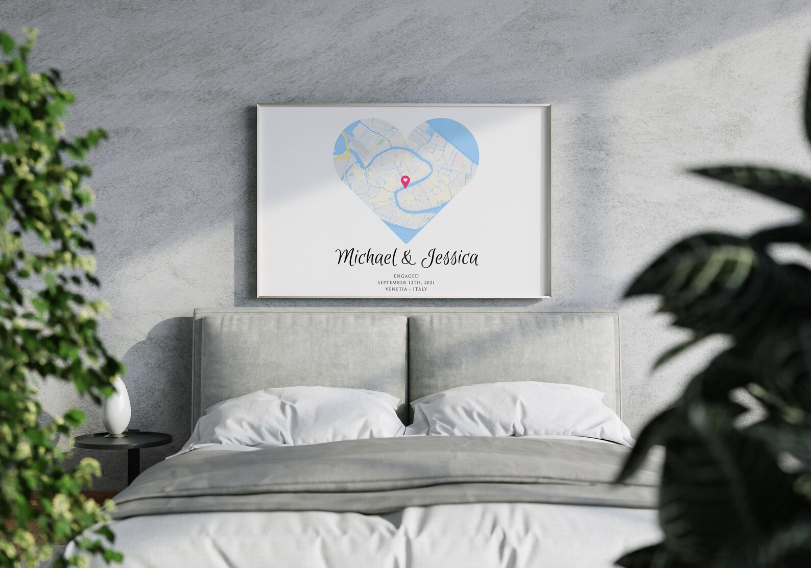 Engagement Map With Frame Location Map Print Engagement | Etsy