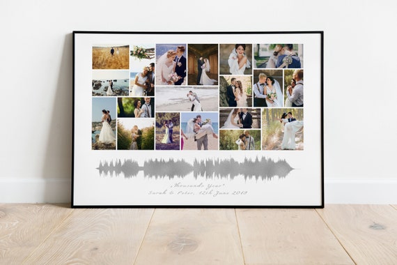 Custom Soundwave Art With Photo Collage up to 20 PICTURE - Etsy