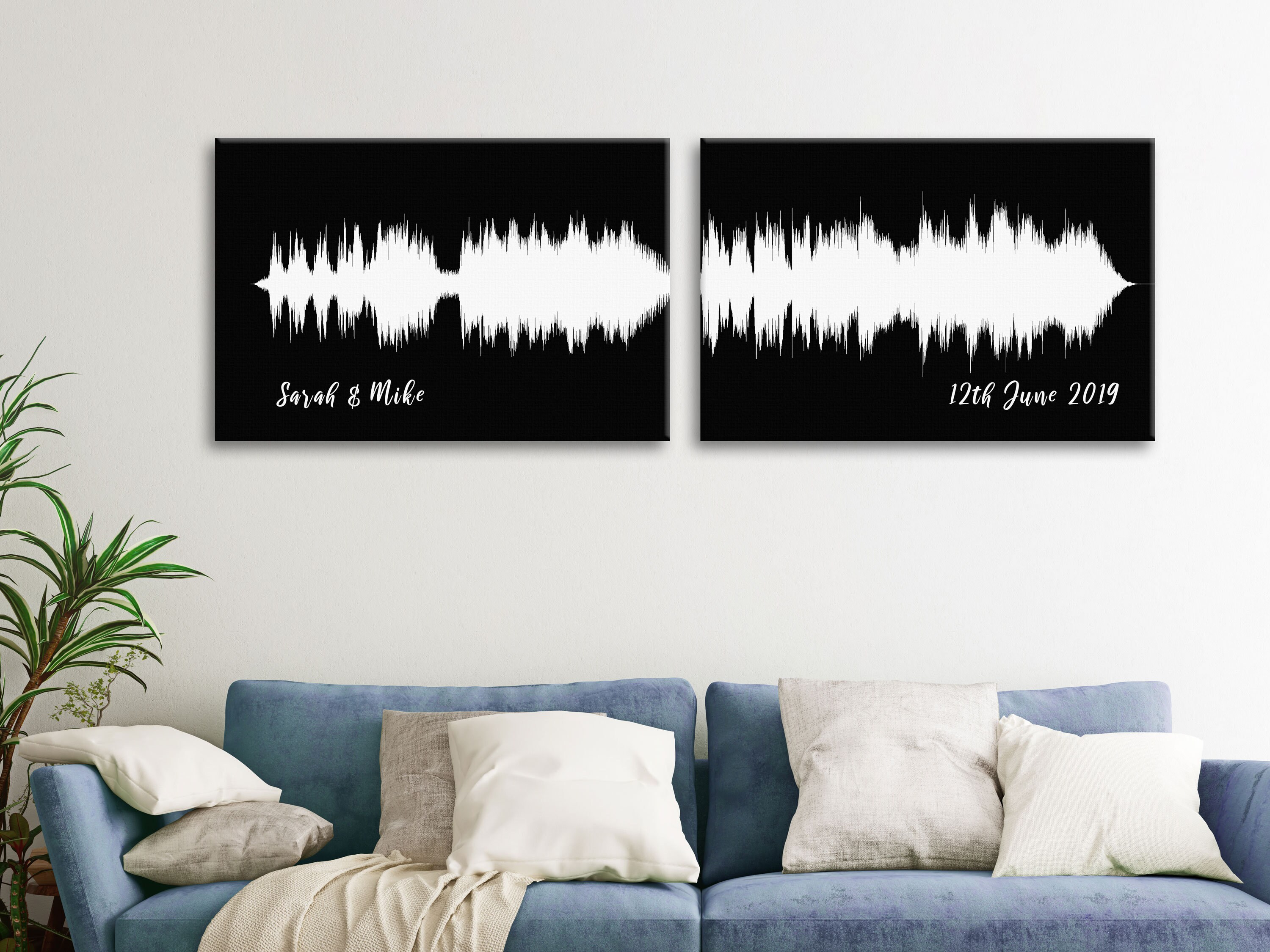 Custom Sound Wave Art Canvas Print, Personalized Canvas Soundwave Art ...