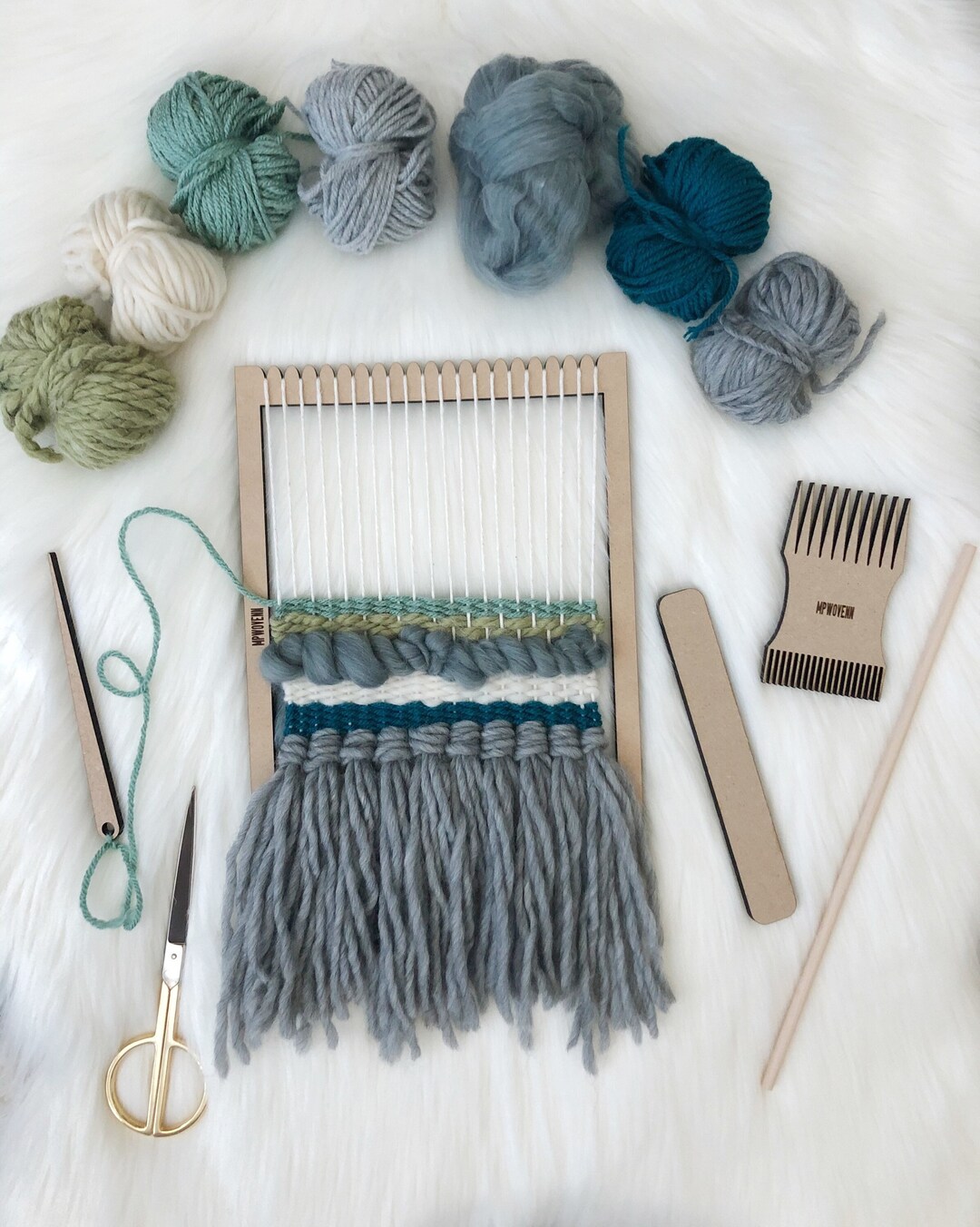 Weaving Loom and Tools Kit Beginner Weaving Tutorial Yarn - Etsy