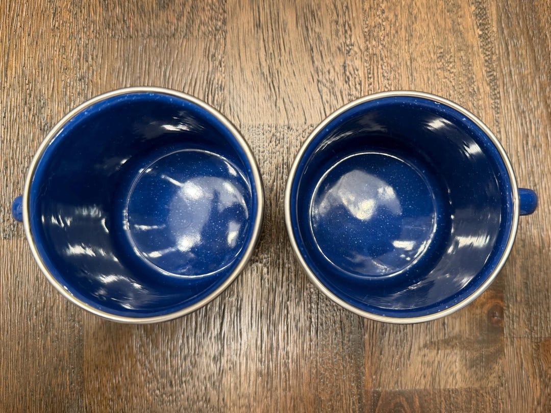 Camping Enamel Mug Blue & White Enamelware Coffee Cup - Etsy