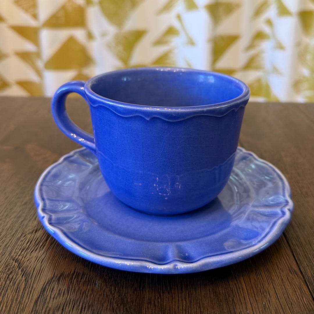 Vintage Varages France Luberon Cobalt Blue Ceramic Cup and Saucer - Etsy