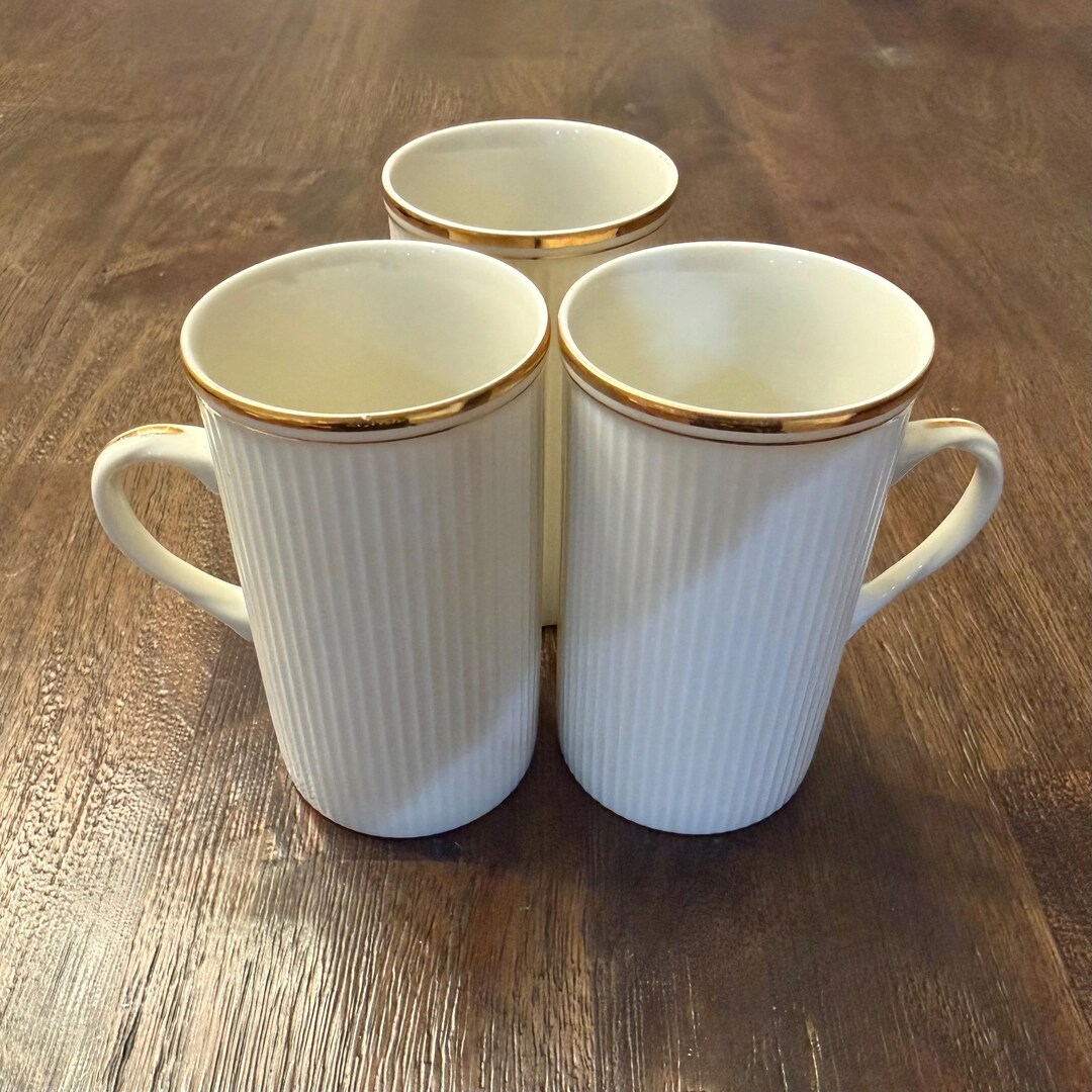 Fluted Ivory Espresso Cups (set of 3) - Etsy
