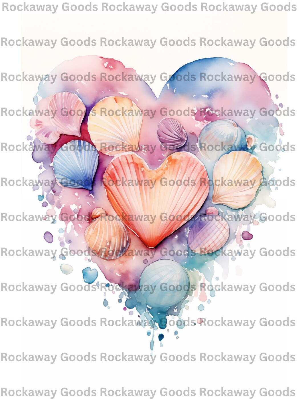 Seashell Heart Printable Greeting Card Valentine's Day Cards Nature ...