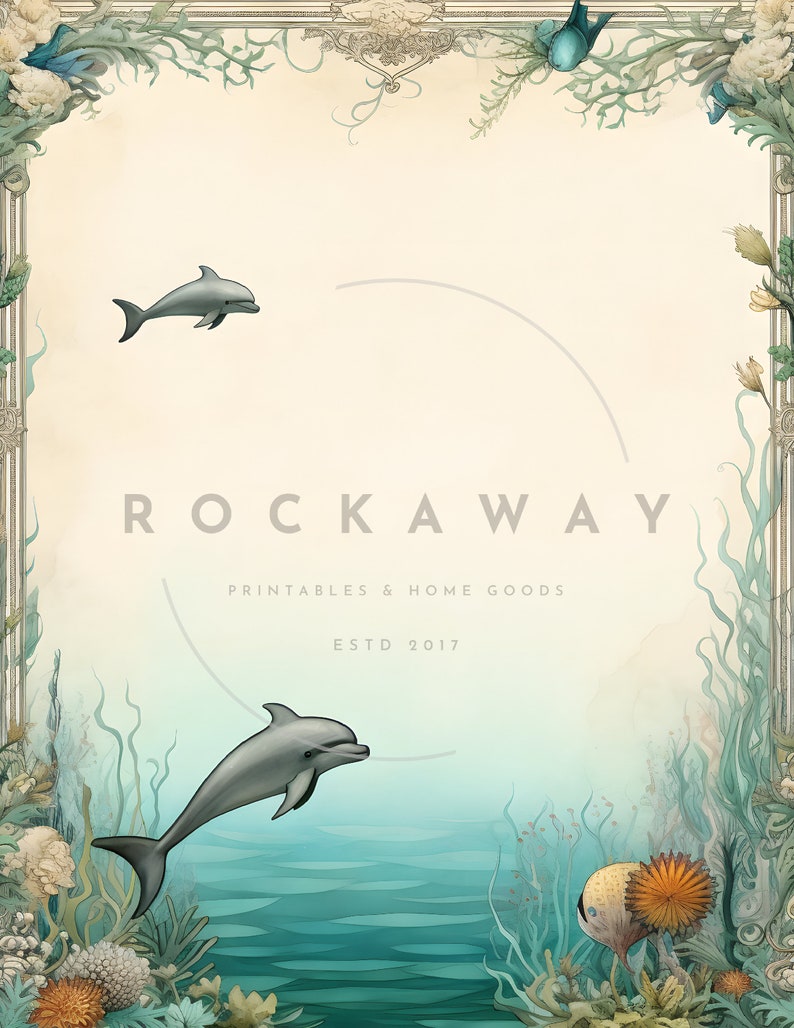 Junk Journal, Pages, Dolphin, Papers, Kit, Blue, Illustrated, Ocean ...