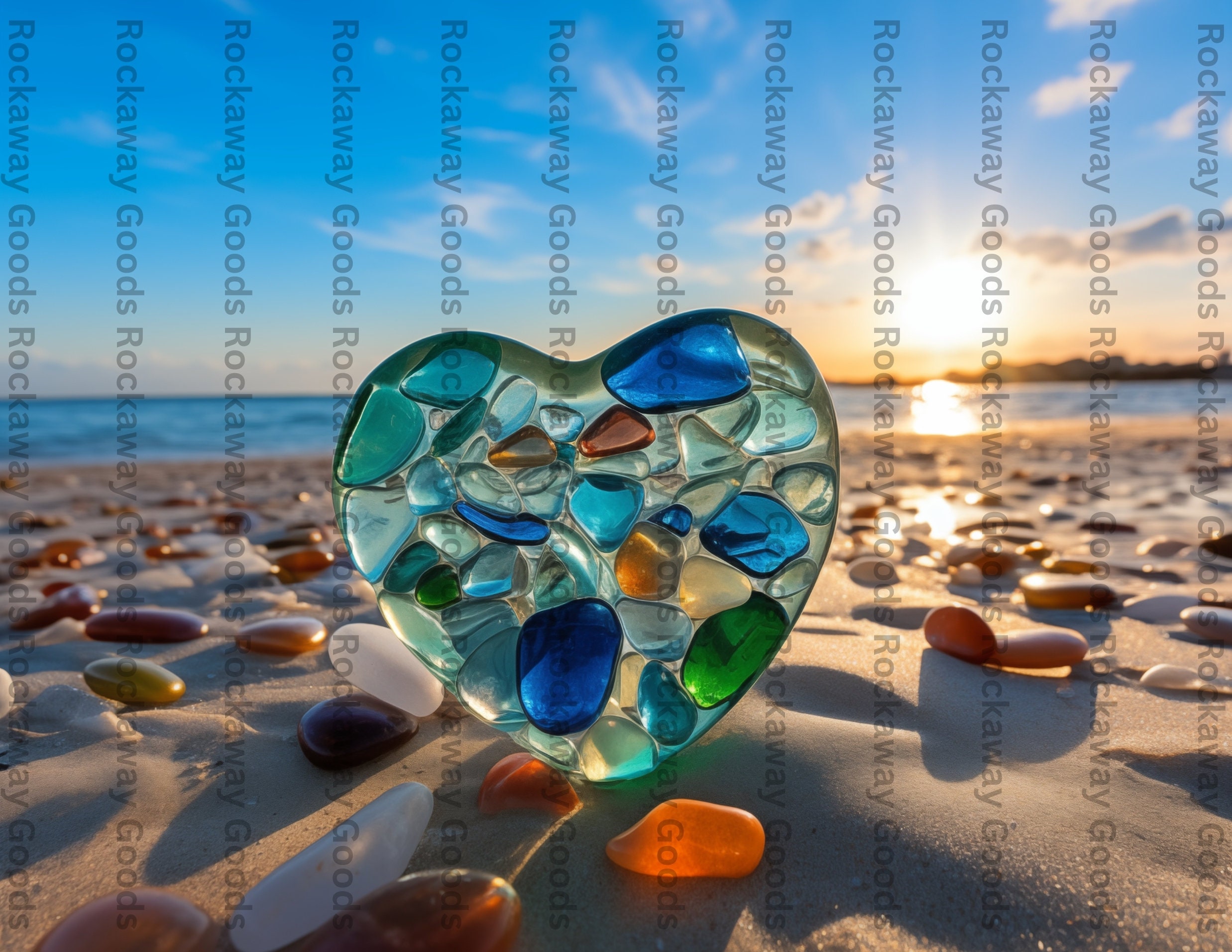 Sea Glass Heart on Beach Blank Post Card | Beach Stuff | Beach Swag ...