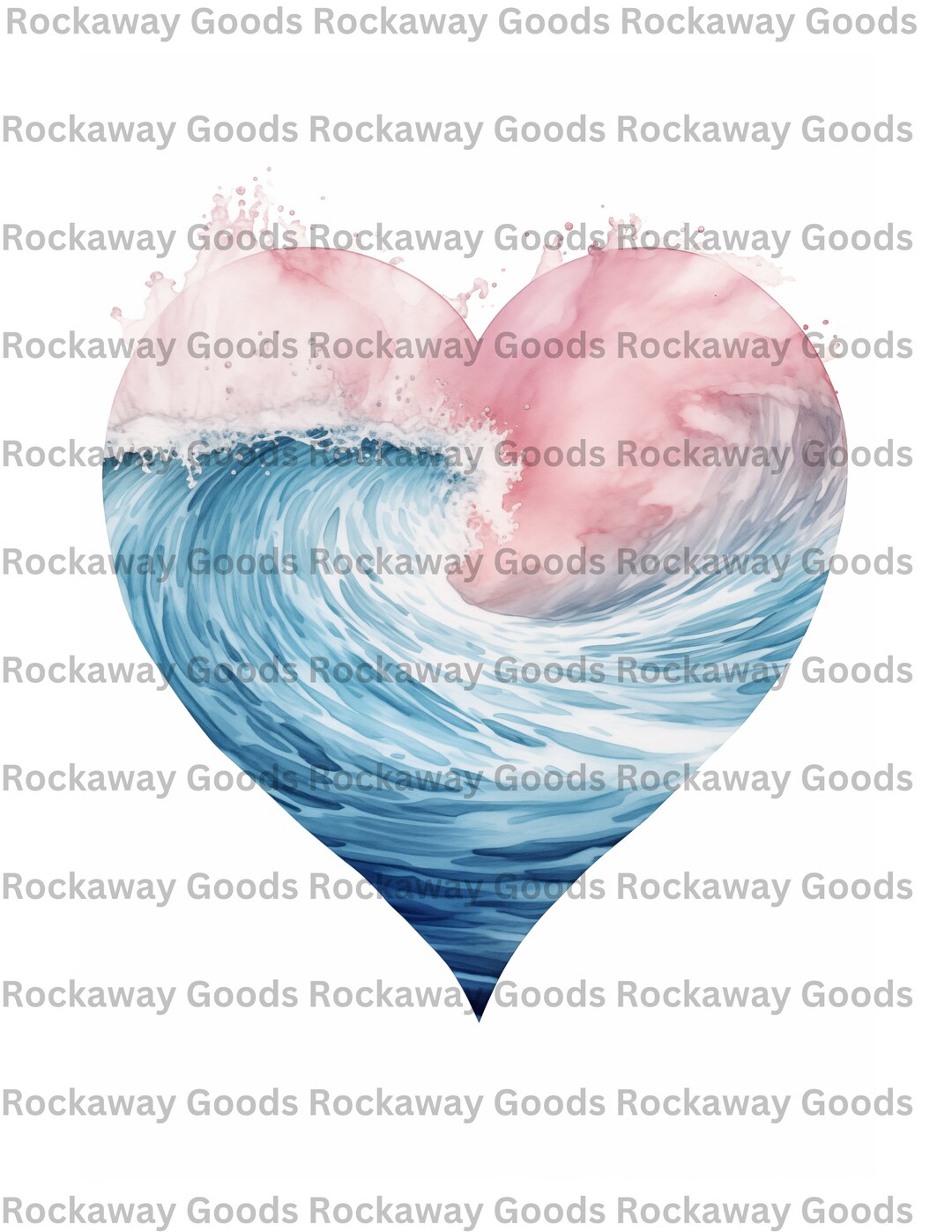 Ocean Waves Heart Printable Post Card Valentine's Day Cards Nature ...