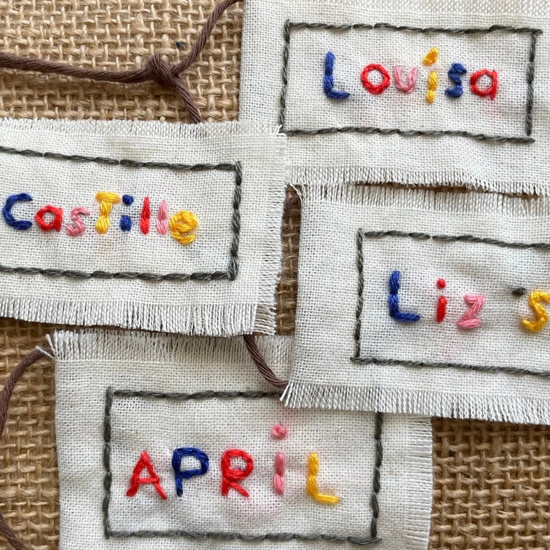 Hand Embroidery Custom Name Tag, Rustic Wedding Favors, Bridesmaid Gift ...