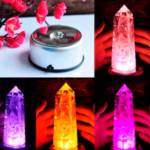 LED Light Crystal Display Rotary Stand/colorful LED Crystal Light Base ...