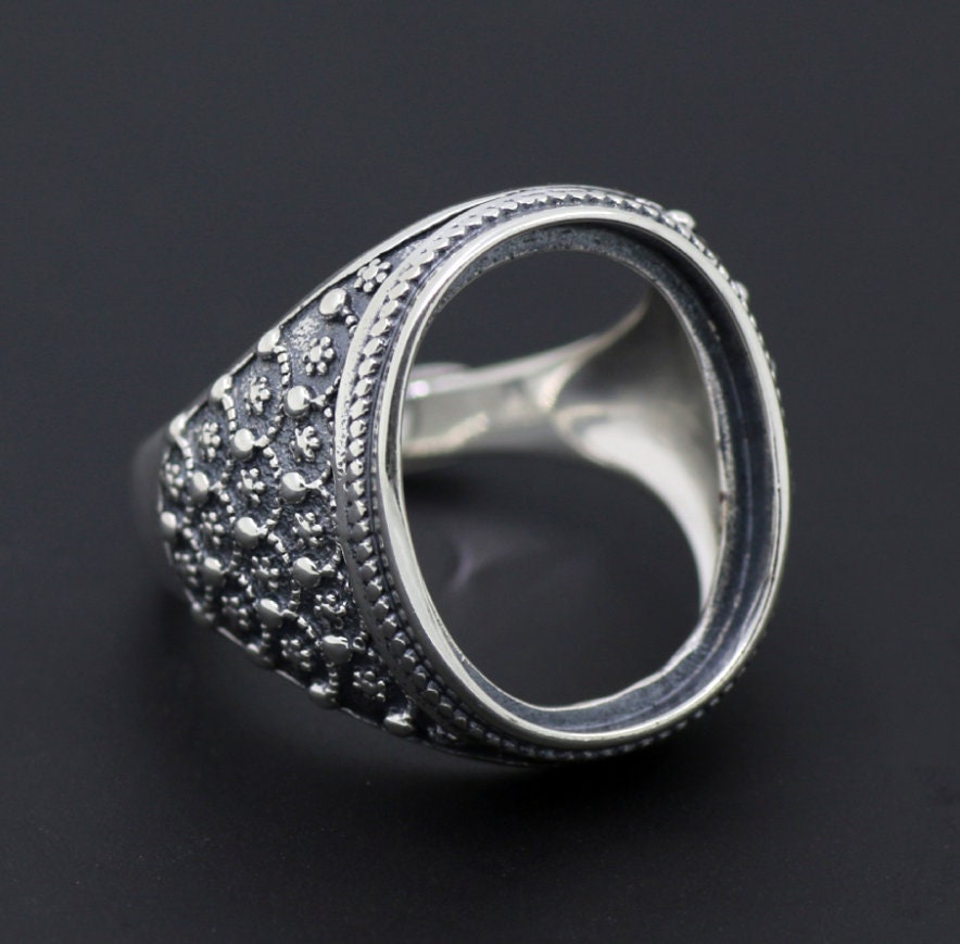 10mmx14mm Sterling Silver Ring Base/Antique 925 Silver Ring | Etsy
